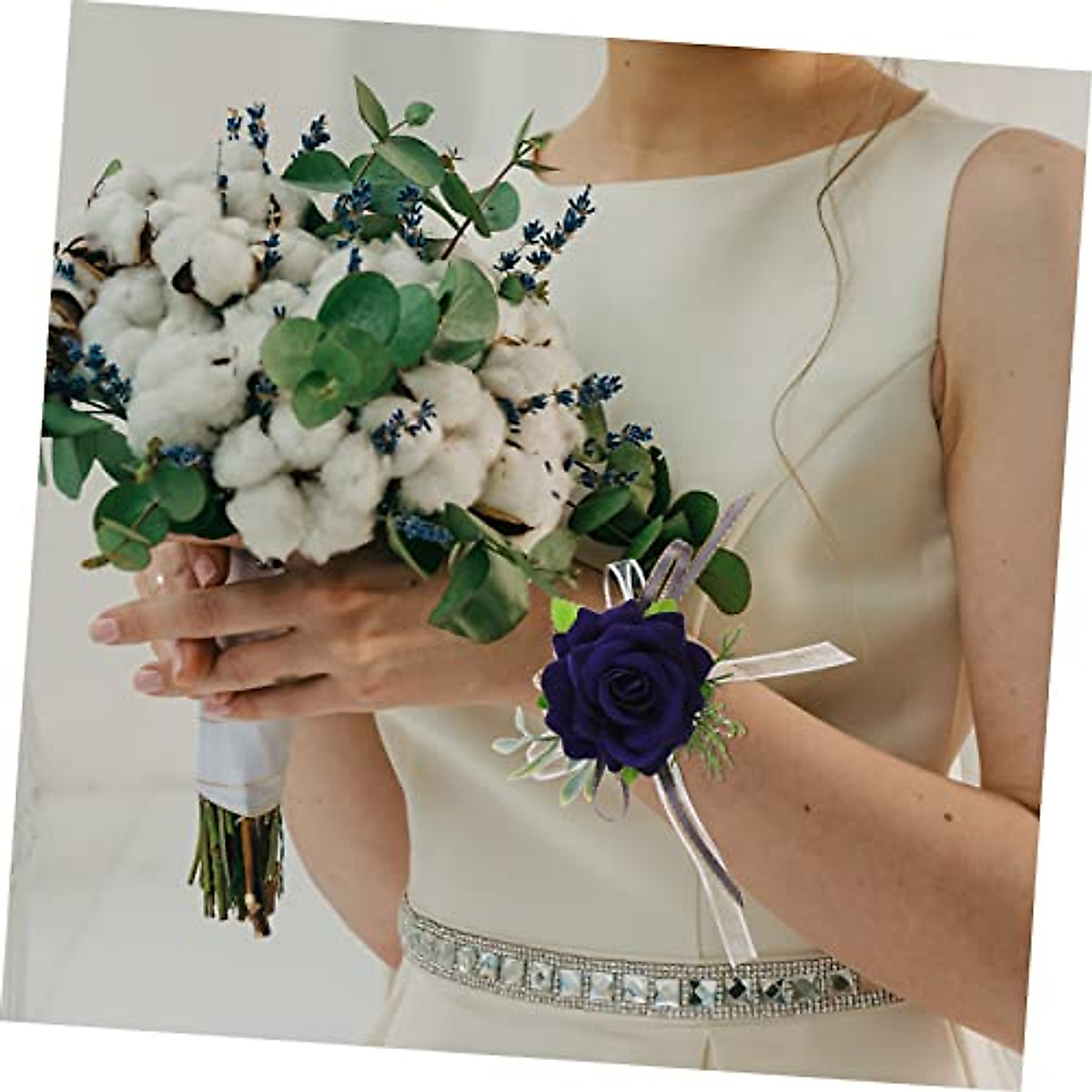 ARTIBETTER 3pcs Wrist Flower Outdoor Decor Flower Wrist Corsage Bridesmaid Bracelets Flower Corsage Wristlet Pearl Decor Hand Wrist Flowers The Flowers Plastic Wrist Chain Bridegroom
