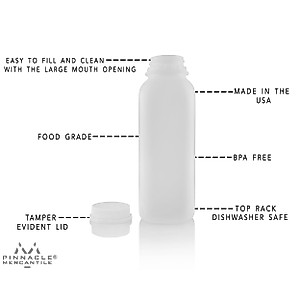 Pinnacle Mercantile Empty Plastic Smoothie Juice Bottles 16 ounce Set 6 Tamper Evident Caps
