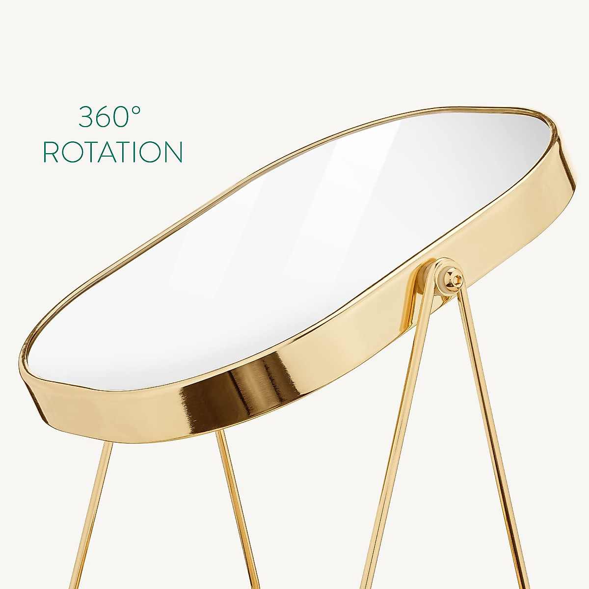 Navaris Vanity Mirror with Tray - Table Top Mirror with Metal Stand and Storage - 7" x 9" Mirror Size - for Makeup, Tabletop, Desk - Rose Gold Finish