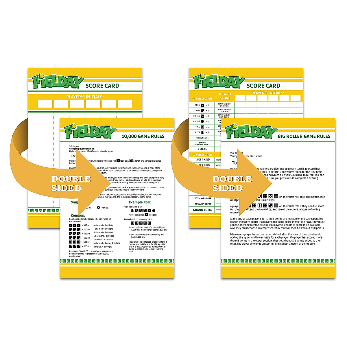 JOYIN 3.5 inch Giant Wood Yard Dice Large Dice Game Set with 6 Wooden Dice, 2 Double Sided Score Sheets, Dry Erase Marker, and a Durable Storage Bag, Good Yard Games for Kids and Adults