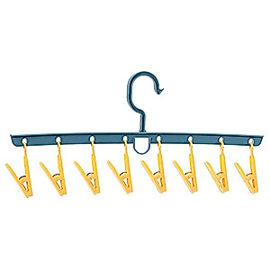 prettDliJUN Multiuses Clothing Socks Hanger with 8 Clips Antiskid Space Saving Closet Organizer Drying Rack