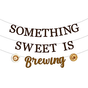 Jollyboom Coffee Baby Shower Decoration Banner, Something Sweet Is Brewing Banner Brunch Tea Baby Shower Decoration for Coffee Theme Baby Shower Gender Reveal Party