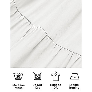 ZESICA Women's 2023 Boho Summer Square Neck Puff Sleeve Off Shoulder Smocked Tiered Casual A Line Short Mini Dress,White,Medium