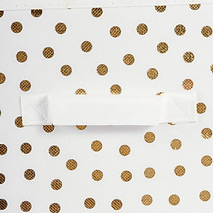 DII Non Woven Storage Collection Polka Dot Collapsible Bin Small Set, 11x11x11 Cube, White with Gold Dots, 4 Piece