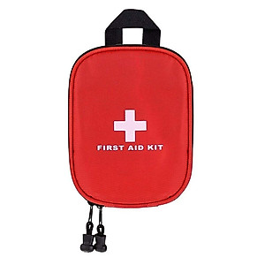 Empty First Aid Kit Bag Double Zipped First Aid Supplies Package Mini Medications Organizer Waterproof Nylon Medical Survival Kit Rescue Case Handy Travel Medicine Container for Home Car Outdoor