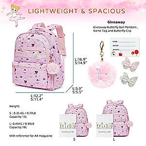 KIDNUO Kids Backpack for School Boys Girls Lightweight Kindergarten Elementary Toddler Backpacks Preschool Bookbags Cute Cartoon Travel Daypack with Chest Strap (S,Pink)