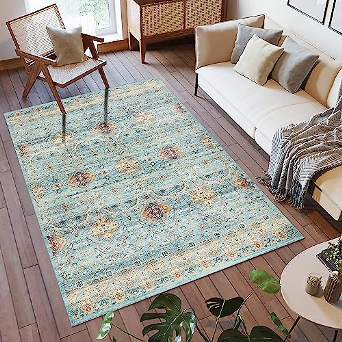 Gertmenian Indoor Boho Area Rug - 8x10 Large, Non Slip, Super Strong, Ideal for High Traffic Areas in Bedroom, Living Room, Kitchen - Tanis, Sage, 28503