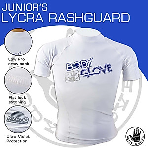 Body Glove - Junior’s Basic Fitted Short Sleeve Rash guard, White, 8