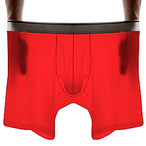KAMUON Men’s Sexy Long Leg Silky Smooth Quick Dry Pouch Boxer Briefs Underwear (US L (Asian Tag 3XL), red)