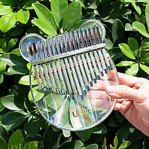 Kalimba Thumb Piano 17 Key,Rainbow Clear Crystal Acrylic Finger Piano Transparent Body Cute Bear Shaped Kalimba With Case Gifts for Kids Adult Beginners with Tuning Hammer (Rainbow)