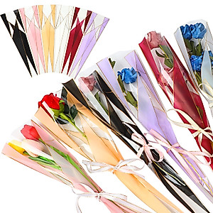 FOIMAS 120pcs Single Flower Sleeves Wrapping Bags Single Rose Florist Bouquet Packaging Bags for Floral Arrangement Supply Wedding Valentine's Day Mother's Day