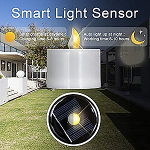 Homemory Solar Candles Outdoor Waterproof, Dusk to Dawn Outdoor Lighting, Reusable LED Tea Light Candles for Lantern Garden Camping and Home Decor, 2.3''x2'', Pack of 6