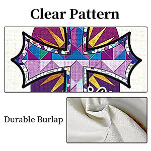 Heyfibro Easter Jesus Garden Flag 12 x 18 Inch BurlapVertical Double Sided Burlap Flags He Is Risen Cross Religious Garden Yard Banners for Outside Christmas Easter Spring Decoration(ONLY FLAG)