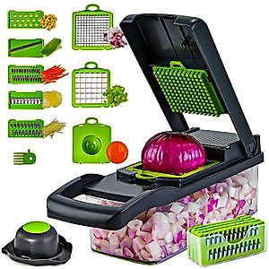 Kitchen gadget's chop wizard 15 in 1 Multi-functional Manual vegetable multi chopper slicer - food dicer slicer - fruit slicers- kitchen essentials - onion cutter slicer machine with container