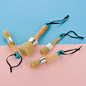 Chalk Wax Paint Brush 4pcs, Chalk Paint Brushes for Furniture,Wax Brush for Painting or Waxing Furniture,Acrylic Paint,Milk Paint,Home Decor,Natural Bristles Stencil Brushes