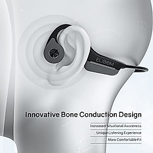 ELIBOM Bone Conduction Headphones, Waterproof Open-Ear Headphones, 9+Hours Music & Call, Wireless Bluetooth Earphones with mic, 25g Sports Headset, Arm Bag Included