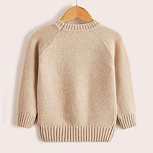 MSTOZE Baby Boy Girls Cable Knit Sweater Long Sleeve Round Neck - Unisex Kids Pure Color Cotton Pullover,for 6M-4T Infant