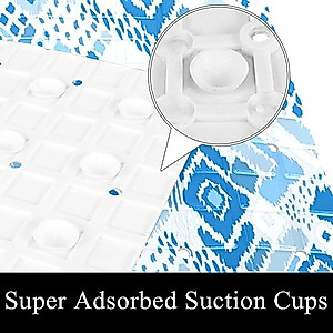 Bath Tub Shower Mat - Anti-Slip PVC Material 15.1x26.8 in, Gentle Cushioning Quick Drying Suction Cups Reliable Solution - Geometric Folk Element Patterns Non-Slip Floor Mat