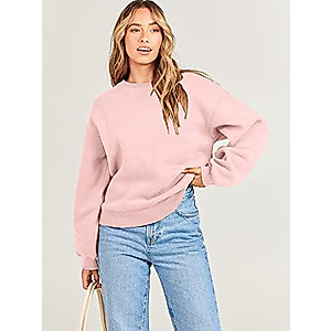 ANRABESS Oversized Sweatshirts for Women Teen Girls Pullover Casual Loose Fit Fleece Crop Hooded Sweaters Fall Winter Fashion y2k Clothes A1026-huafen-XL Light Pink