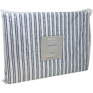 INUP Home 100% Cotton Made in Portugal 3 Piece Duvet Set Matelasse French Country Multi Colors Stripe Solid on White Background (Double Blue Stripes, Queen (U.S. Standard))