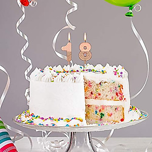 BBTO 18th Birthday Candles Glitter Cake Numeral Candles 18th Birthday Cake Topper Decoration for Birthday Wedding Anniversary Celebration Favor, Rose Gold