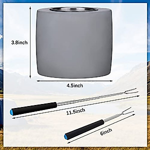 Tabletop Fire Pit with Roasting Stick Extinguisher Cover Tabletop Rubbing Alcohol Fireplace Concrete Outdoor Indoor Fireplace Portable Fire Bowl for Patio Balcony Garden Indoor Outdoor Decor Heater