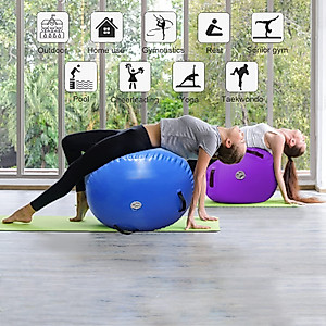 86 York Air Barrel Gymnastics Roller Inflatable Tumbling Mat, Cheerleading with Electric Pump (60cm(D)*100cm(H), PURPLE)