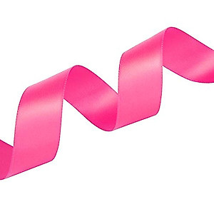 Livder Double Face Satin Ribbon Roll, 1 inch Wide 50 Yard Length (Hot Pink)