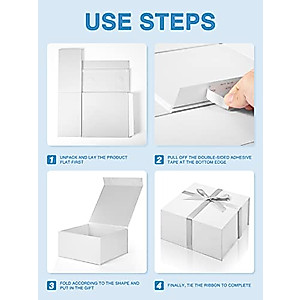 MESHA 8X8X4 Magnetic Gift Box，5PC Gift Boxes for Presents,Gift Box Magnetic Closure,White Gift Boxes with Lids,Magnetic Boxes for Gift,Bridesmaid Proposal Box for Presents