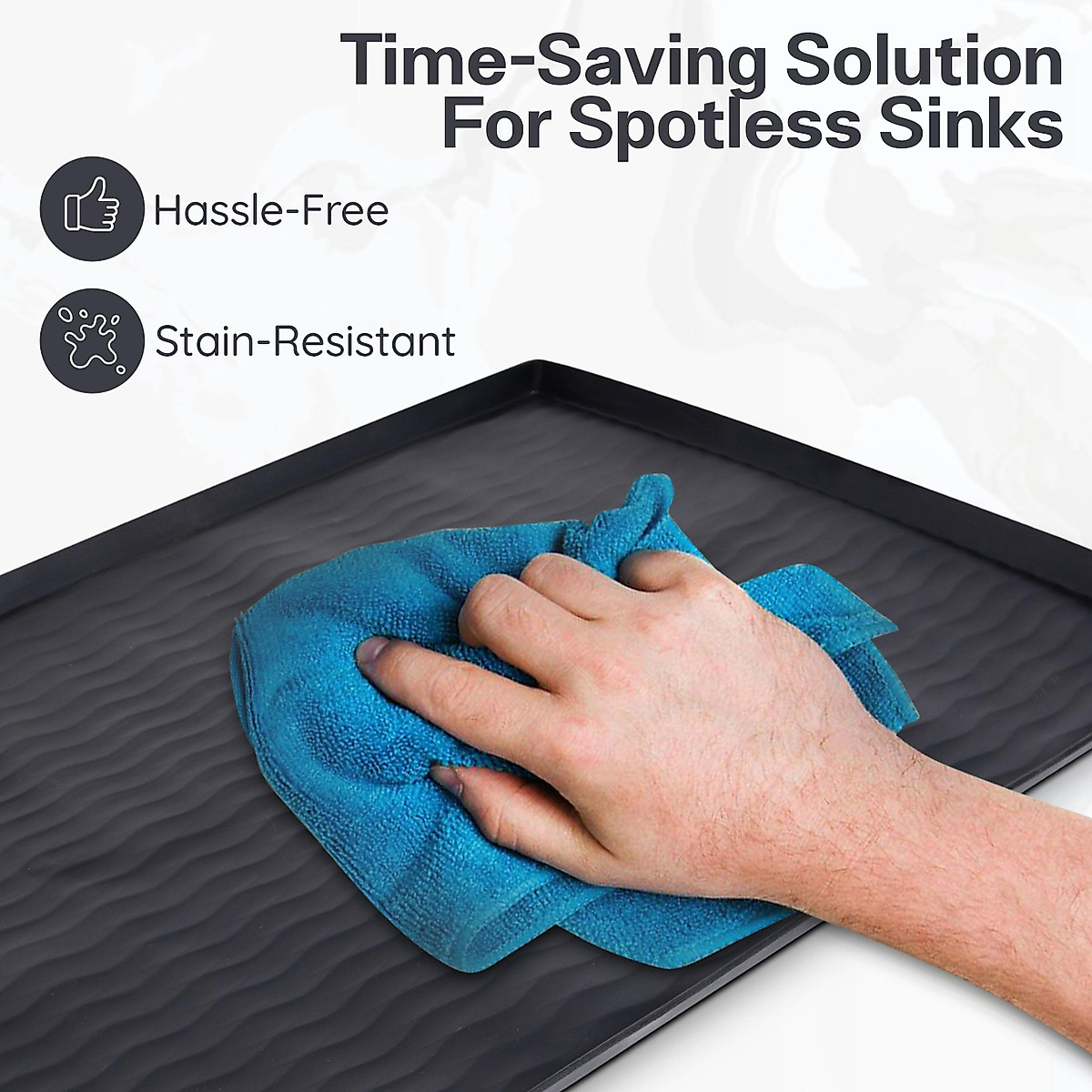 Under Sink Mat - Flexible & Strong Design Silicone Sink Liner Mat - Protectors for Kitchen & Bathroom - Thick Under Sink Drip Tray with Lip to Catch Water, Slip Resistant and Non-Adhesive - White