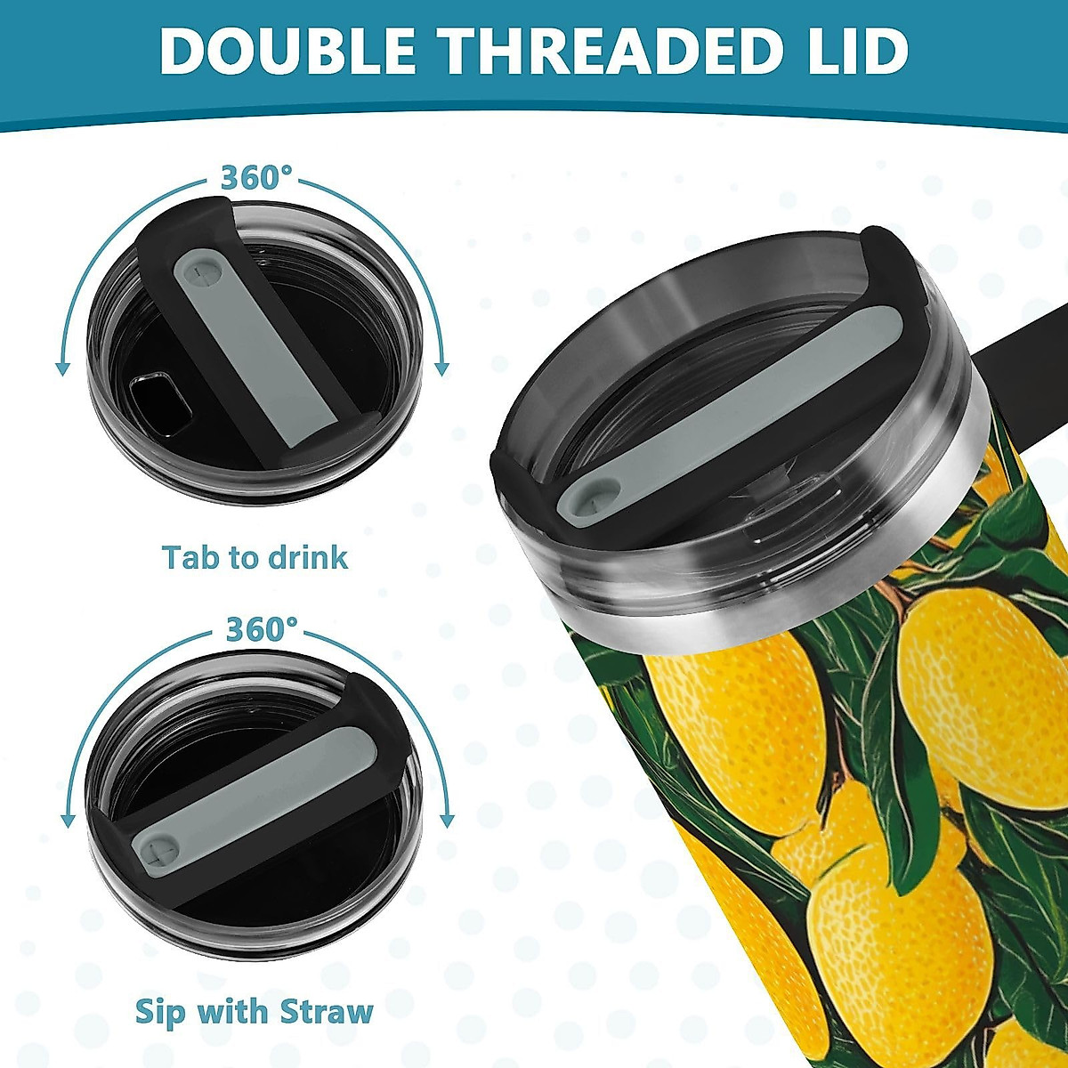 Selerdon 40 oz Tumbler Mangos with Handle and Straw Lid Vacuum Stainless Steel Insulated Water Bottle Travel Mug Car Cup Holder Friendly BPA Free for Gym Travel Office