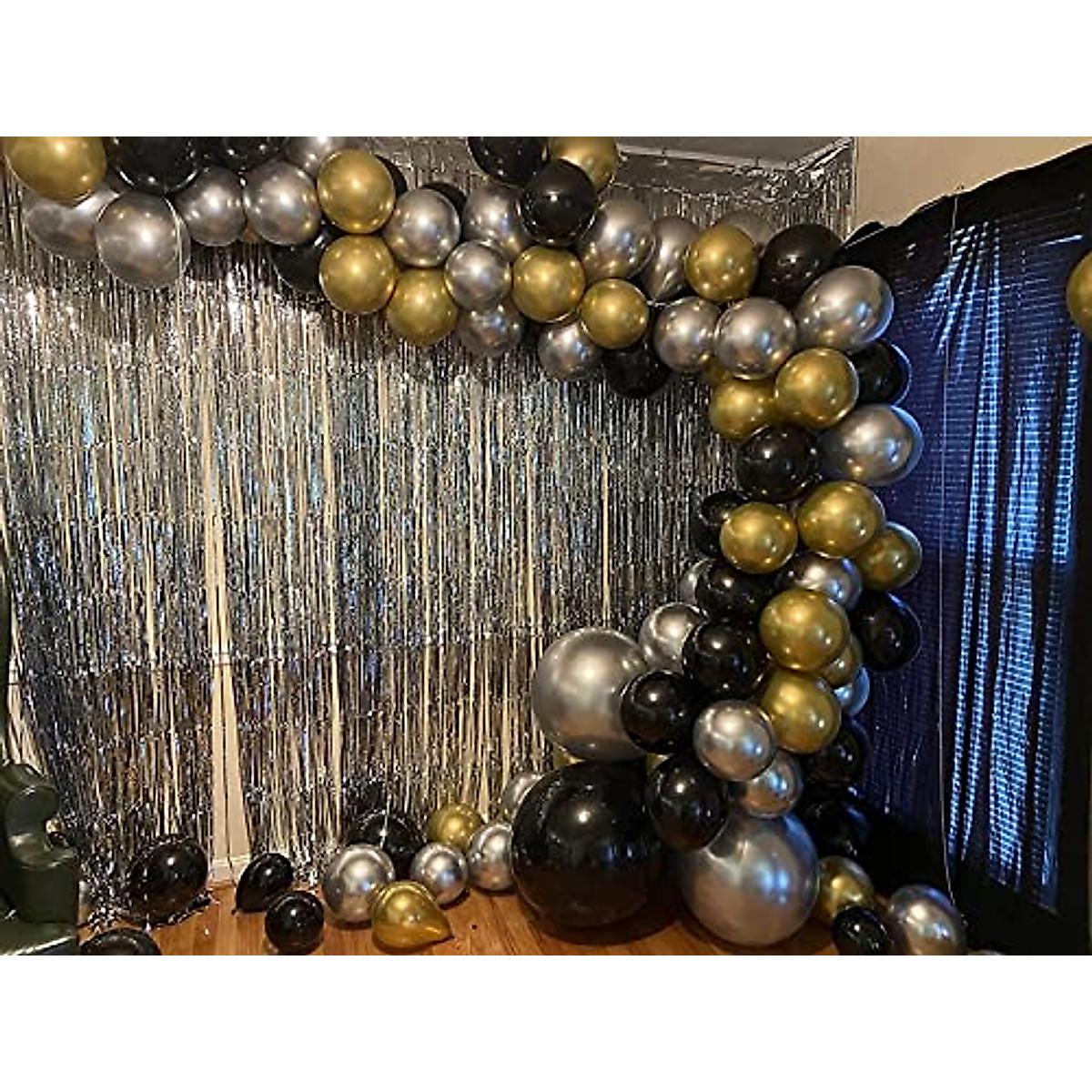 60pcs Gold Silver Black Balloons 12 Inches Latex Gold Silver Black for Birthday Party Baby Shower Graduation Decorations.