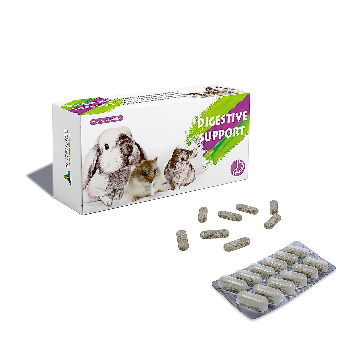 NUTRIARISE Digestive Support Grass-Based Supplement for Rabbit- High Fiber, Probiotics，Prevent GI Stasis, Promote Intestinal Motility and Minimize Intestinal Disease, 36 Tablets.