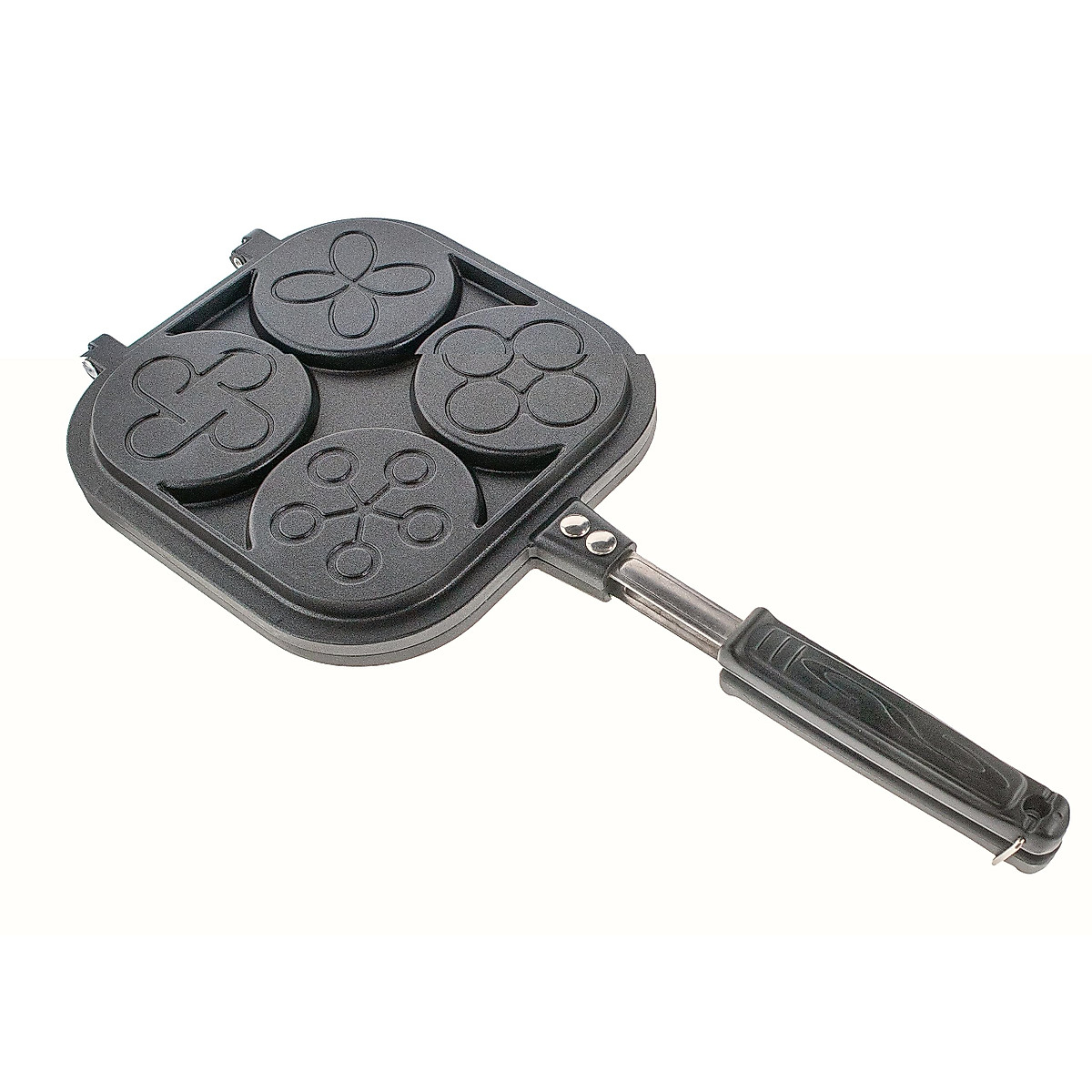 5 STAR SUPER DEALS Pancake Pan Maker Nonstick Double Sided w/ 4 Small Decorative Mold Designs for Perfect Eggs, French Toast, Omelette, Flip Jack, and Crepes