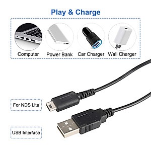 CSTESVN DS Lite USB Charger Cable Kit, 2 Pcs 3.9ft Charging Cord and 4 Stylus Pen Compatible with Nintendo DS Lite (ONLY for NDSL, NOT for 3DS, 2DS, DSi, DS)