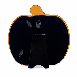 Isaac Jacobs 4x4 Pumpkin-Shaped Picture Frame For Halloween Or Fall Décor, Photo Tabletop & Wall Display Hanging Display (4x4, Orange)