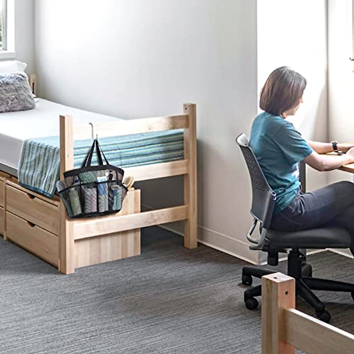 GSlife Mesh Shower Caddy Portable, Shower Caddy Quick Dry Hanging Shower Bag for College Dorm Essentials, 8 Pockets Deeper Bath Shower Caddy Basket for Bathroom Camp Gym Swim Travel Outdoor, Black