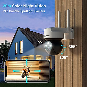 COCOCAM 2K Security Camera Outdoor, Wireless Cameras for Home Security Outdoor, 2.4GHz WiFi Security Camera with Auto Tracking, Motion Detection with Spotlight, Color Night Vision Camera, 2-Way Audio