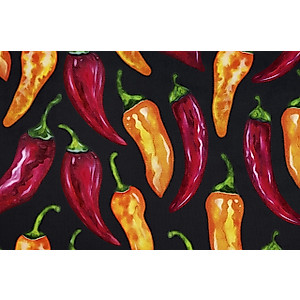 Chili Pepper Print Hand Towel - Kitchen Towel - Bathroom Hand Towel - Cotton Terry Cloth - 15"x25"