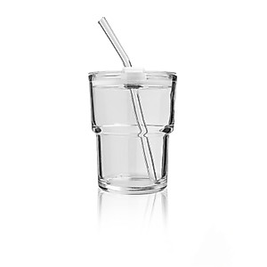 cosnou 13OZ/400ML Ice Coffee Glass Tumbler with Straw and Lid Sealed Carry On, Thick Wall Water Glass Cup Mug Tea （Clear）
