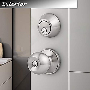knobelite (10 Set Keyed Alike Entry Door Knob with Single Cylinder Deadbolt Combo Pack, Satin Nickel Finish Door Hardware Locks, All Same Key Door Knobs with Lock and Key for Front and Entrance Door