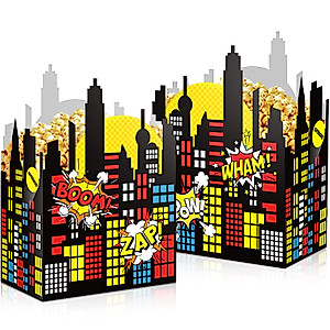 Outus 24 Pieces Party Favor Box Colorful Theme Candy Treat Boxes Cardboard Goodies Present Cookies Boxes for Kids Birthday Baby Shower Parties Carnival Decorations Supplies, 6.1 x 2.4 x 4.3 Inches