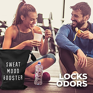 Little & Lourdes Wet Bags, Waterproof Dry Bags for Pool, Wet Swimsuits, Gym Sweaty Clothes, Baby Cloth Diaper Bags, Travel Bags, Washable, Reusable, Swimming Equipment Bags (Sweat Mood Booster)