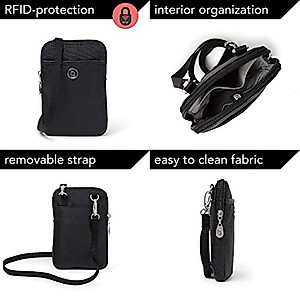 Baggallini BG Arlington Mini Bag - Stylish, Lightweight, Adjustable-Strap Purse With Multiple Pockets and RFID Protection, Black