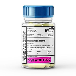 Give with Food Veterinary Labels/Stickers, 500 Labels/Roll, 0.375" x 1.625", Fluorescent Pink - Medicine Labels for Pharmacy, Prescription & Care Instructions, Pharmacy Stickers | LabelValue.com