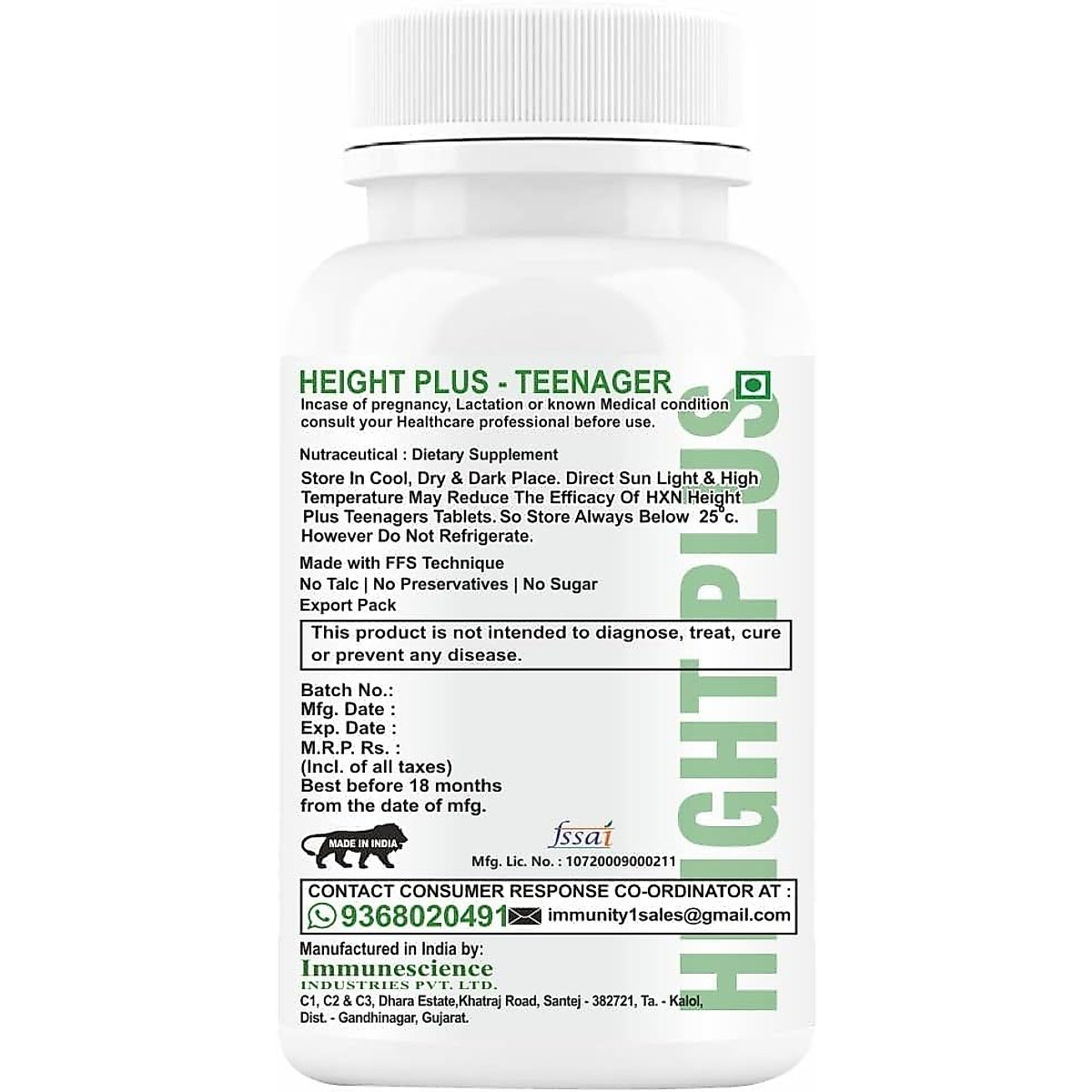 JEVR Height Increase Medicine for Girls with Essential Amino Acid & Ayurvedic Growth Supplements to Help Long Bone Mineralisation -60 Tablets (Pack 1)