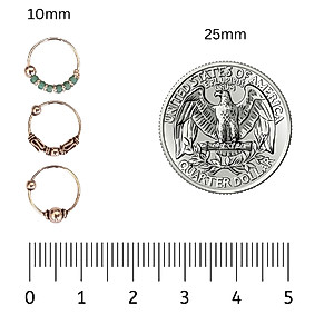 Handmade Silver 3Pcs Very Small 10MM Cartilgae Helix Piercing Hoop Earrings, 925 Sterling Silver, Thin 22Gauge Triplet Set of 3 Original Hoops for women, 1xBeaded 1xSpiral 1xBall, By Miya Jewelry