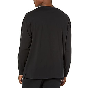 Amazon Essentials Men's 100% Organic Cotton Oversized-Fit Long-Sleeve T-Shirt, Black, X-Large