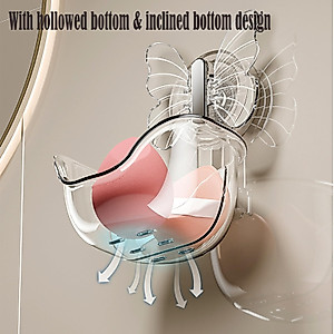 ZIOYCKL Suction Cup Storage Rack, Waterproof Suction Shower Organizer for Dresser, Shower Suction Cup Set Waterproof Suction Storage Basket for Bathroom,Butterfly Organizer Storage Basket (Clear)