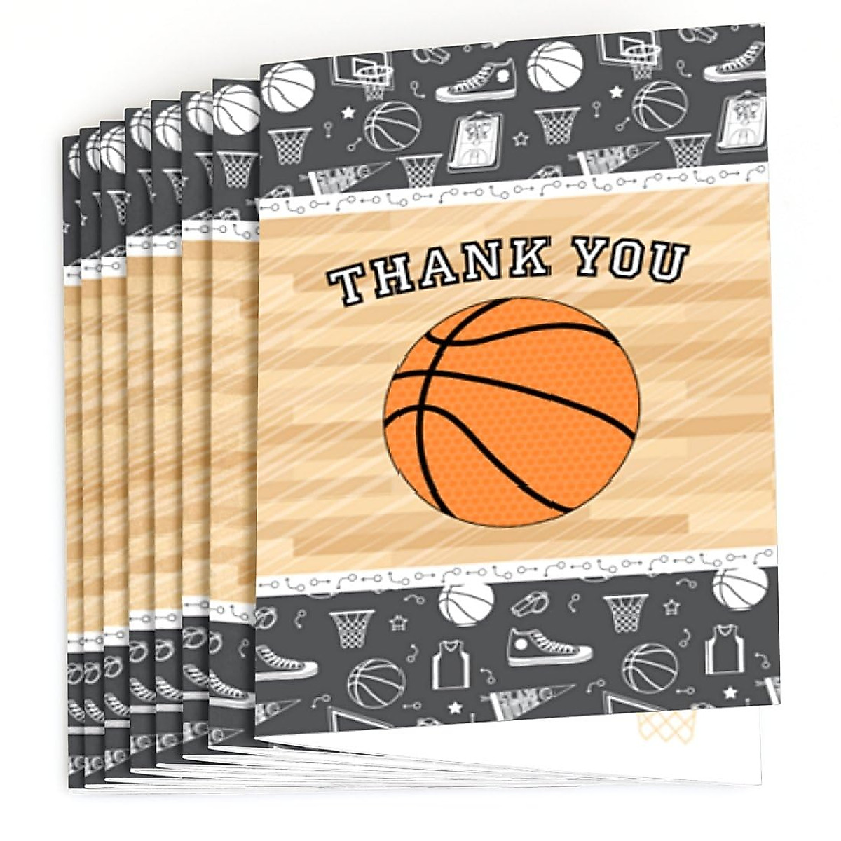 Big Dot of Happiness Nothin' but Net - Basketball - Baby Shower or Birthday Party Thank You Cards (8 Count)
